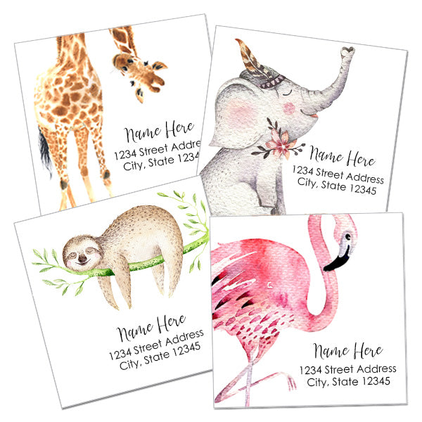Watercolor Animal Return Address Labels – LabelDaddy